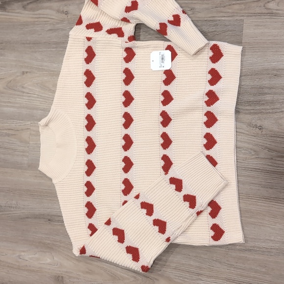 Altar'd State | Sweaters | Altard State Cream And Red Heart Sweater ...